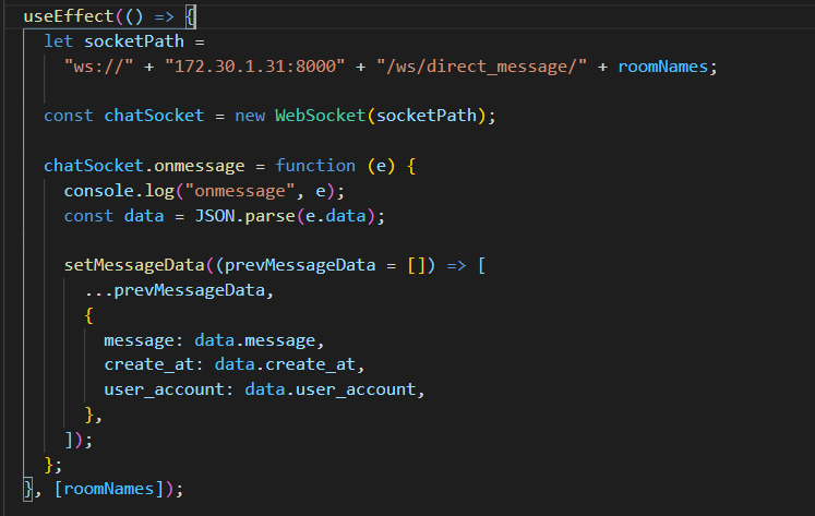 React and Django Channels Websocket